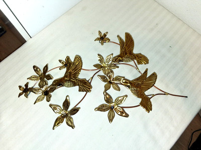VINTAGE HOME INTERIOR HOMCO HUMMINGBIRDS METAL COPPER WALL HANGING ...