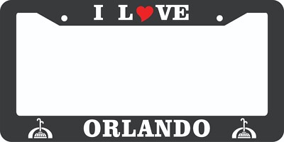 I LOVE ORLANDO BLACK LICENSE PLATE FRAME ORLANDO PRIDE AUTO TAG ...