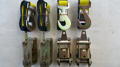 12pc set 4 WHEEL LIFT STRAPS / Flat Snap Hook , 4 2'' RATCHETTS, 4 TABS ...