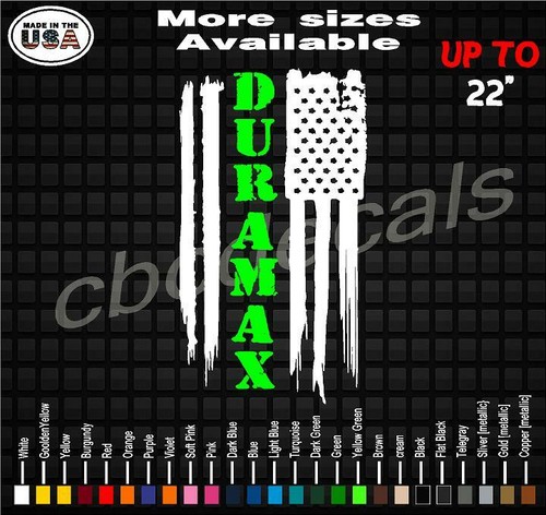 Duramax American Flag 2 COLOR Vinyl Decal Sticker | Duramax Diesel ...