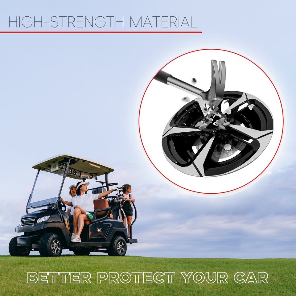 8 Inch Chrome Black Golf Cart Hub Caps 8" Wheel Covers For EZ-GO Club ...