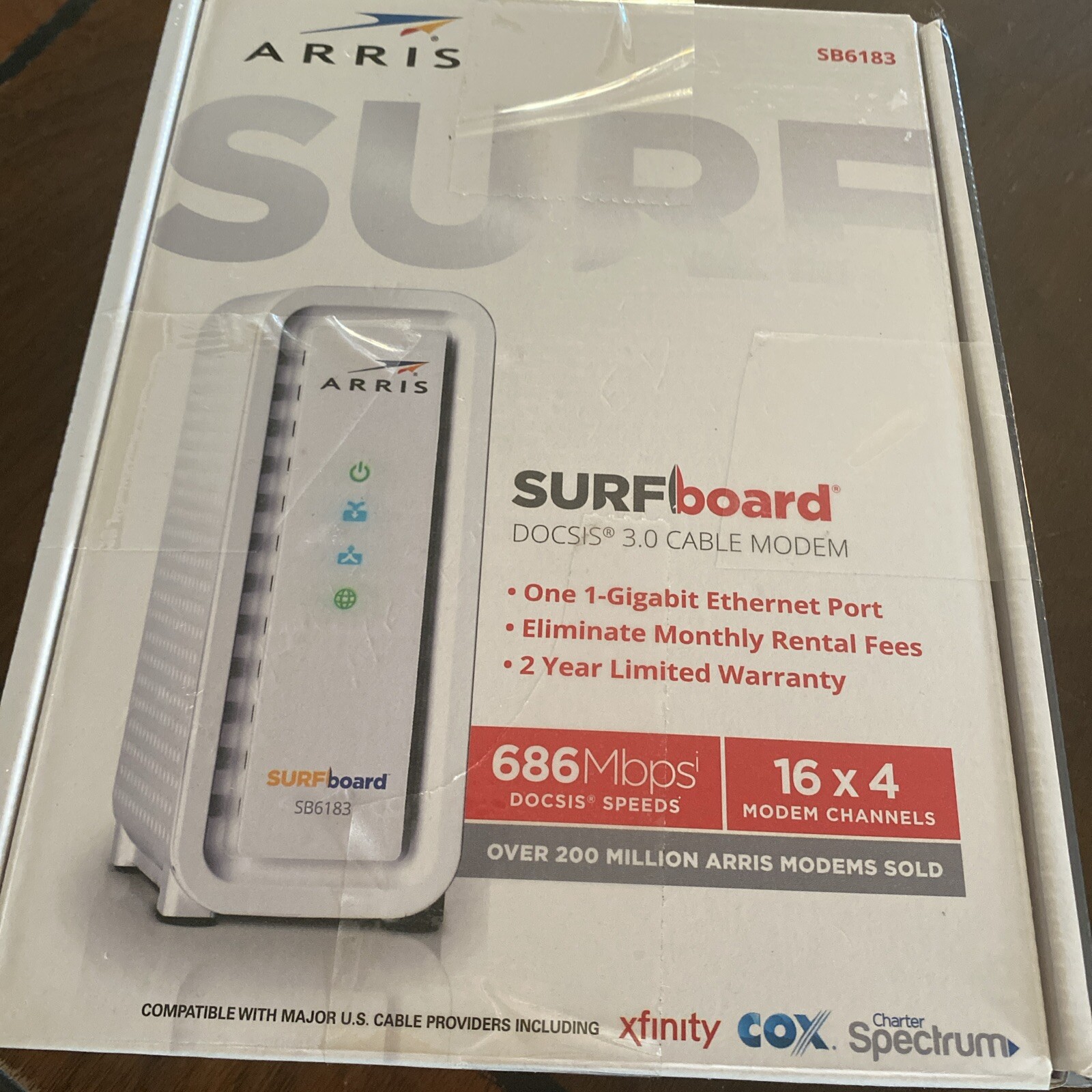 ARRIS Surfboard SB6183 686 Mbps Cable Modem, White 59243200300 16 x 4 ...