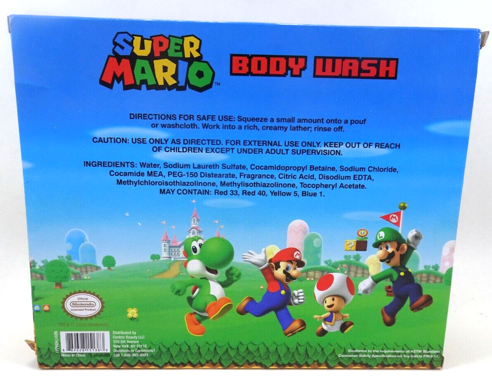 Super Mario Body Wash Gift Box Luigi, Mario and Yoshi (3) Fruity Scents ...
