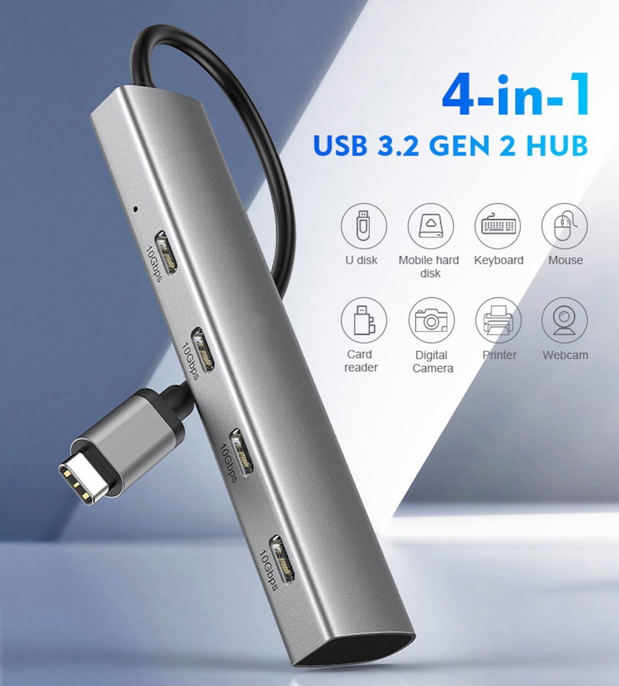 4 Port USB-C 3.2 (Gen 2) 10Gbps Hub Silver (Type C to 4 x Type C) | eBay