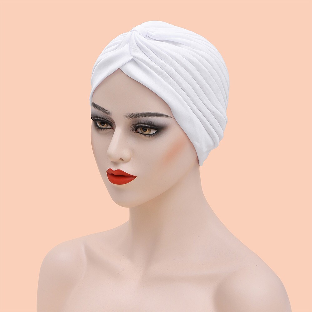 Watermelon red Women's Muslim Stretch Turban Hat Chemo Cap Hair Loss ...