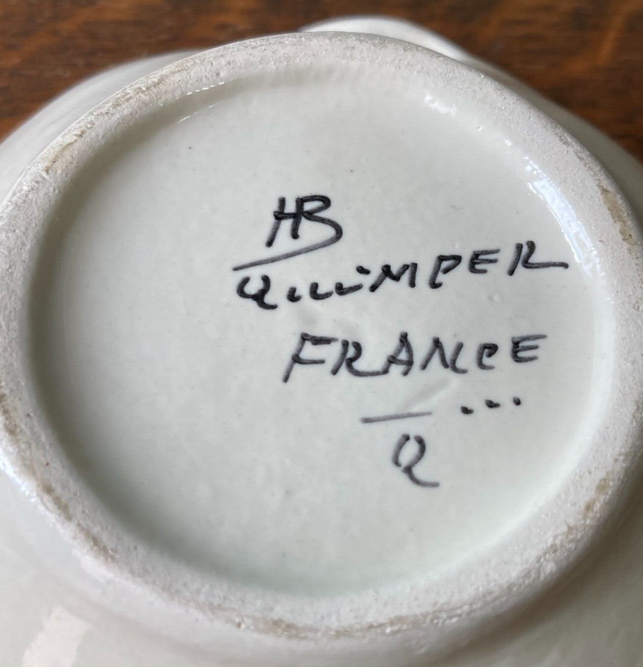 Vintage HB Quimper France Seashell Shape Man & Woman Shell Dish Ceramic ...