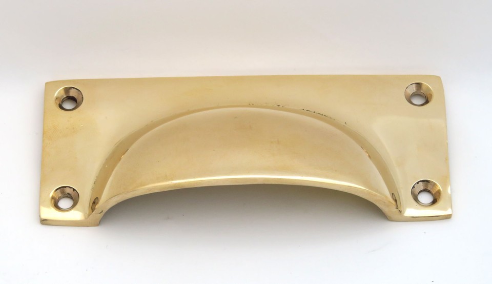 Solid Brass Rectangular Drawer Pull - kitchen cupboard cabinet cup ...