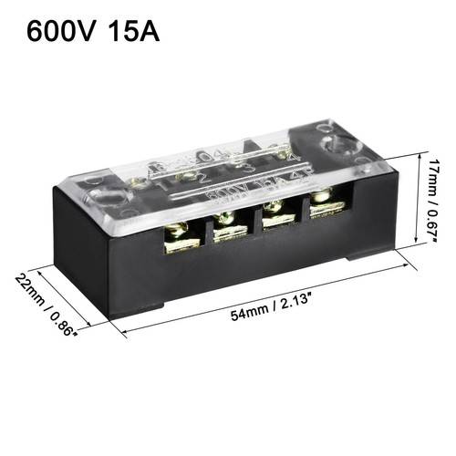 5Set 4P Dual Rows 600V 15A Copper Terminal Block + 400V 25A Terminals ...