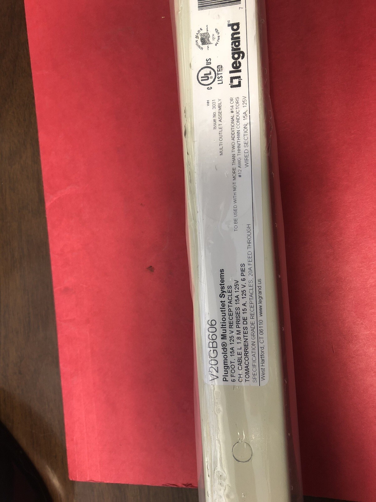 LEGRAND WIREMOLD V20GB606 Prewired Raceway 6 FOOT 6" OUTLET SPACING | eBay