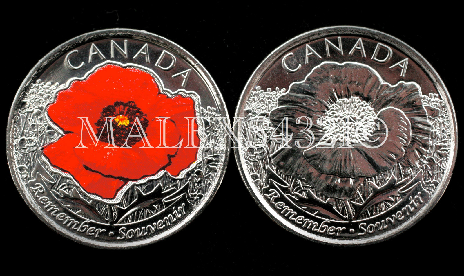 🇨🇦 CANADA 2015 REMEMBRANCE DAY "POPPY" 25 CENTS SET UNCIRCULATED (2 ...