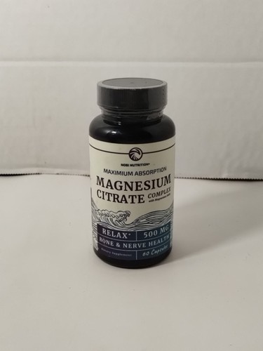 Nobi Magnesium Citrate Complex 500 MG High Absorption Formula 60 ct Exp ...