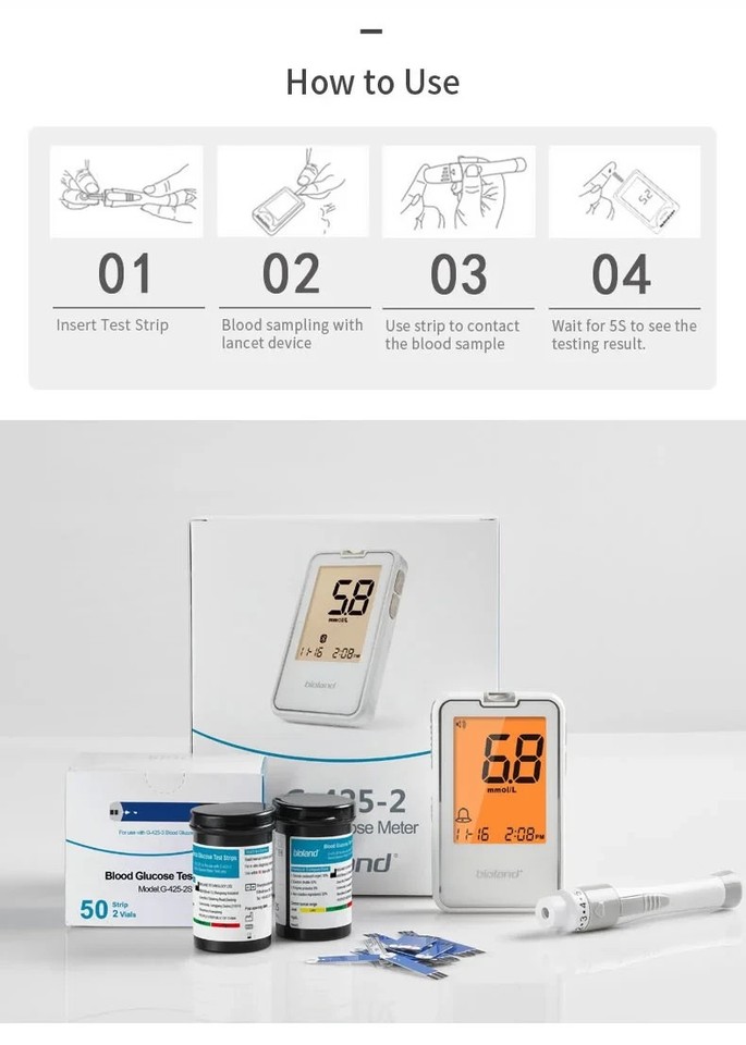 Digital Health Instrument Kit with 100 Test Strips & 100 Lancets 5s ...