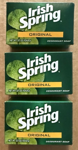 Lot Of 3 Irish Spring Original Deodorant Bar Soap 3.7oz New Old Stock ...