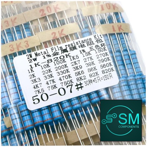 150pcs 2W 2 Watt Metal Oxide Film Resistor Axial Leads 1KΩ-820KΩ 30 ...