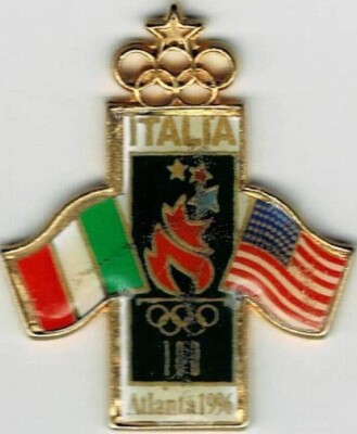 Nice Dated 1996 Atlanta Italy Dual Flags Olympic Team NOC Pin | eBay
