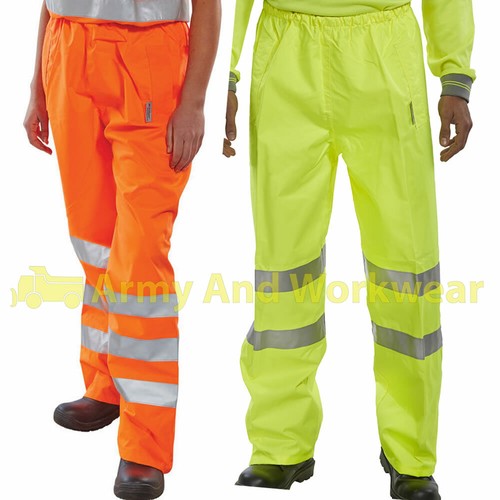 Breathable Hi Viz Waterproof Mens 100% polyester Over Trousers GO/RT ...