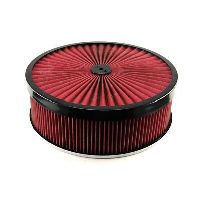 CHEVY SMALL BLOCK HI FLOW BLACK AIR CLEANER 14x4" DROP BASE 327 350 383 ...