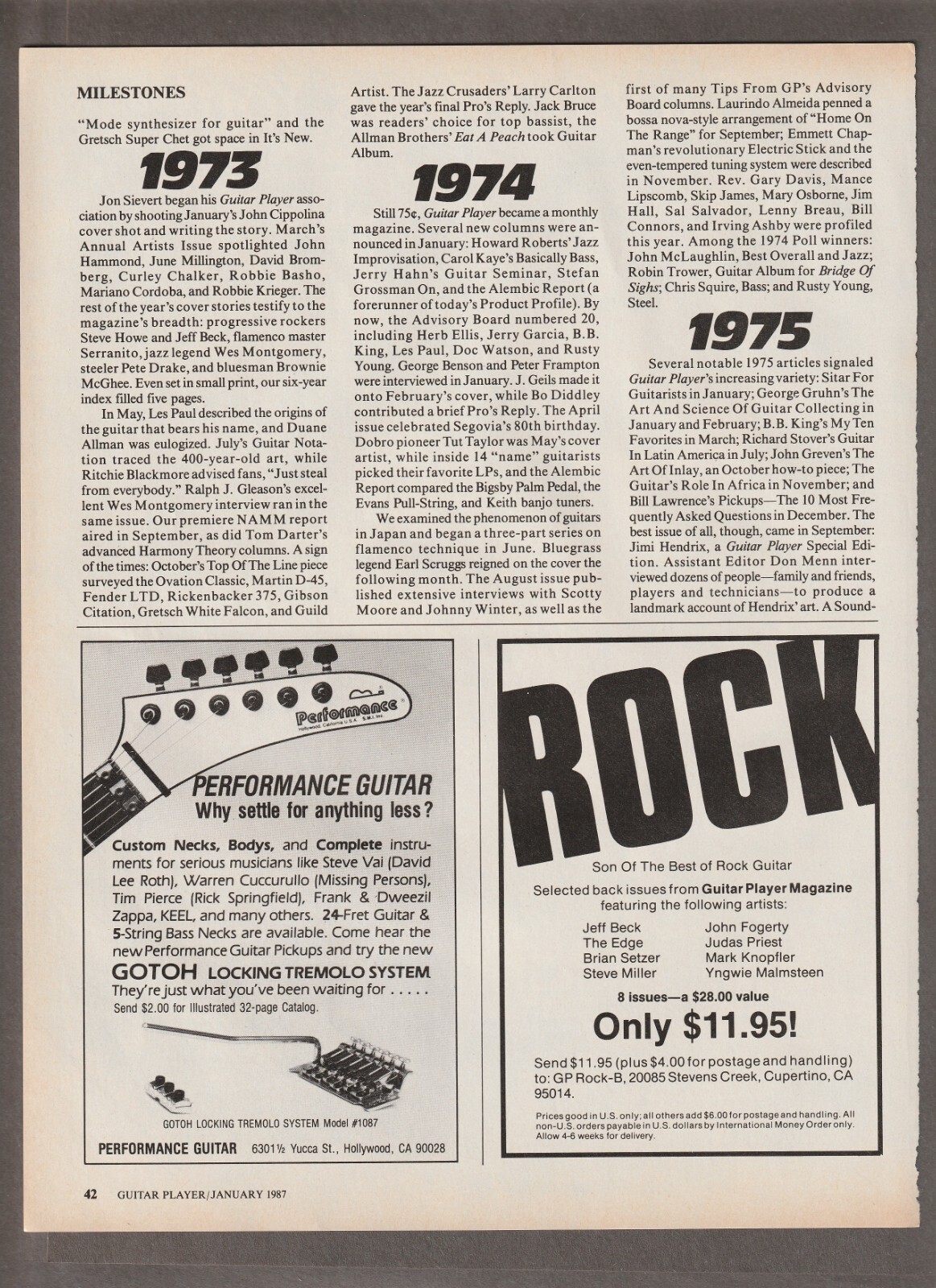 1987 CARVIN BASS AMPS Magazine AD ~ Matt Thorr ~ PERFORMANCE GUITARS ...