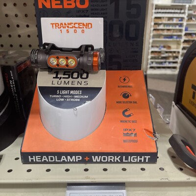 NEBO Transcend 1500 Rechargeable Headlamp w/ 1500 Lumen NEB-HLP-1001 ...