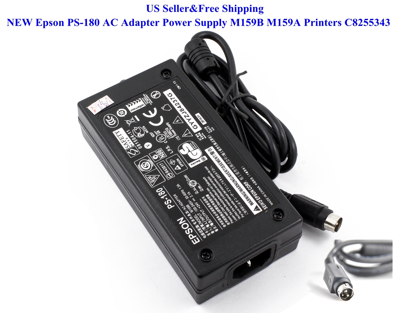 US Epson PS-180 AC Adapter Power Supply C8255343 M159B M159A TM Series ...