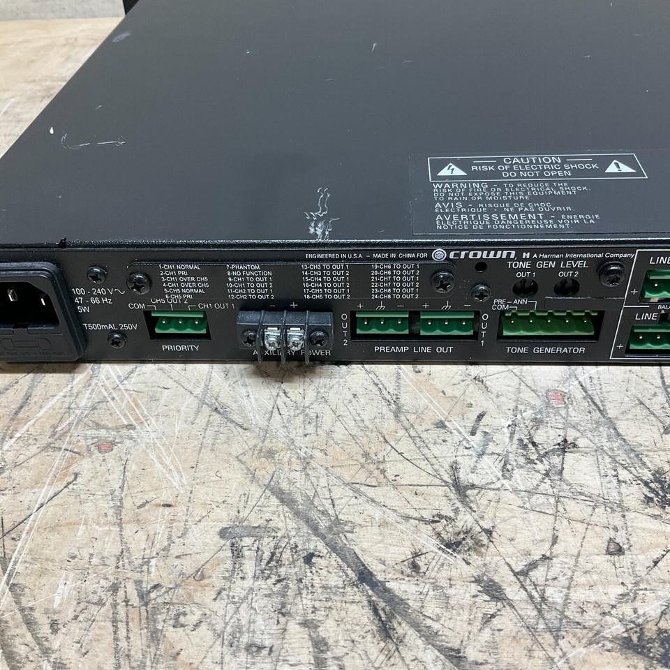 Crown Audio 28M Preamplifier/Mixer 100V-240V Tested and Working Rack ...