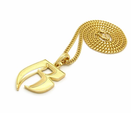 NEW 'R' RUFF RYDERS PENDANT & 24" BOX/CUBAN/ROPE CHAIN HIP HOP NECKLACE ...
