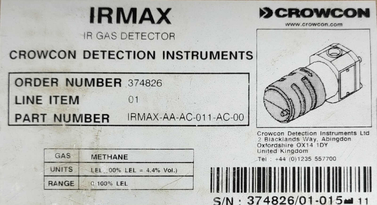 Crowcon IRMAX-AA-AC-011-AC-00 IR Gas Detector for sale online | eBay
