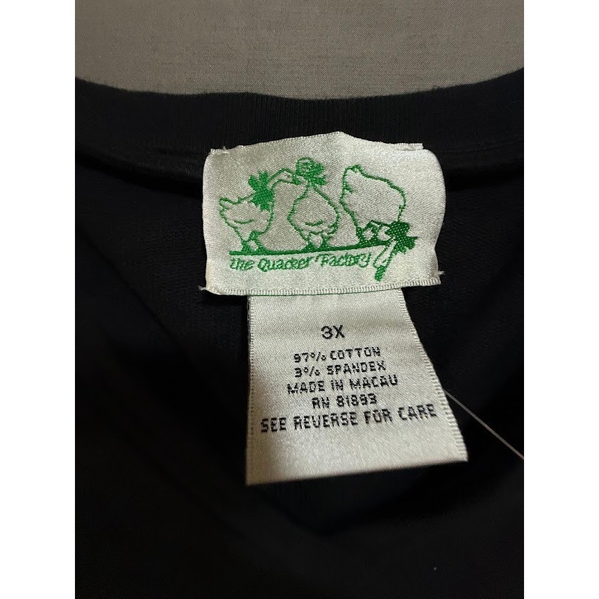 The Quaker Factory Black Long Sleeve V-Neck Rhinestone Star Top Plus ...