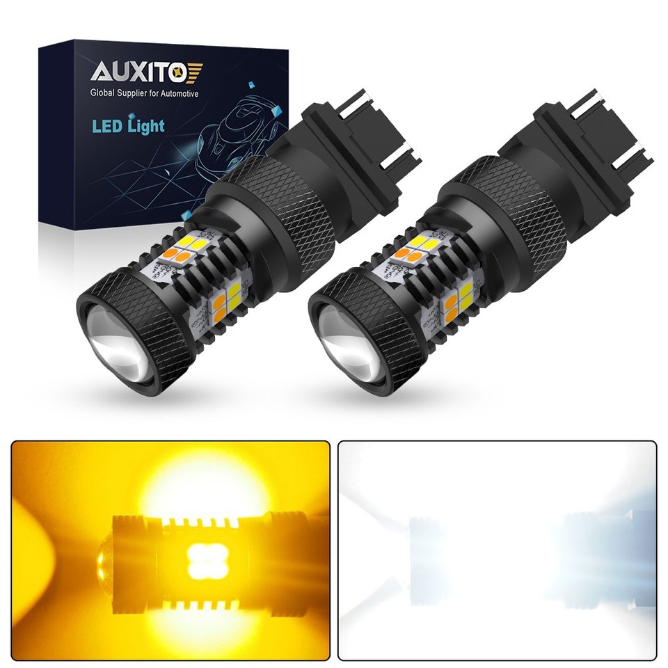 AUXITO 3157 4157 WHITE AMBER LED Switchback Turn Signal Lights Anti ...