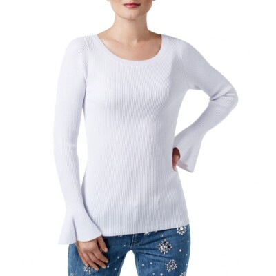 MICHAEL KORS NEW Women's Bell-sleeve Ribbed Crewneck Sweater Top TEDO | eBay