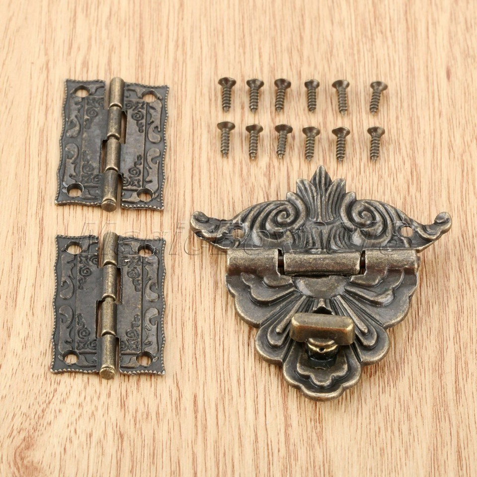 Retro Wood Chest Suitcase Jewelry Box Latch Clasps w/ 2pc Amboss Hinges ...