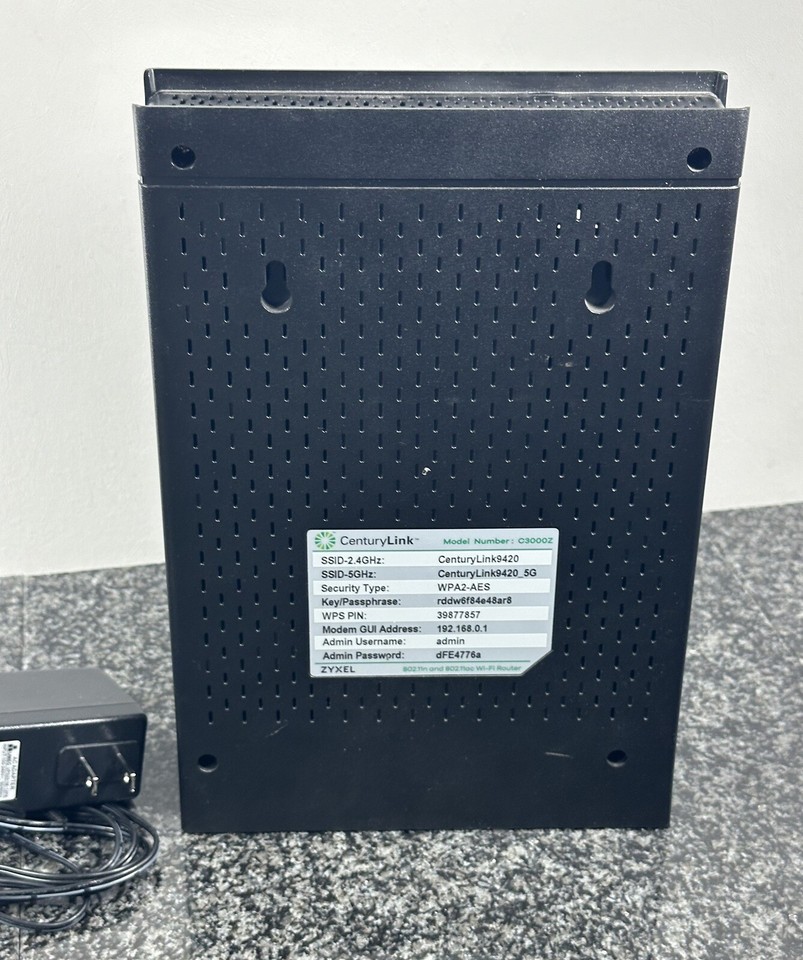 CenturyLink ZyXEL C3000Z DSL Modem Wireless Router w/ AC Adapter | eBay