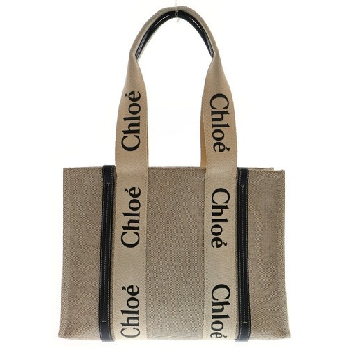 Chloe WOODY Medium Canvas Tote Bag Beige | eBay