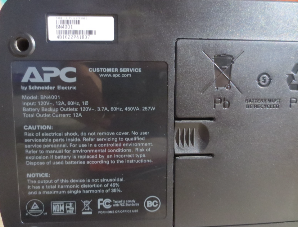 APC BN4001 Back Up UPS Network 40 Battery -No Battery | eBay