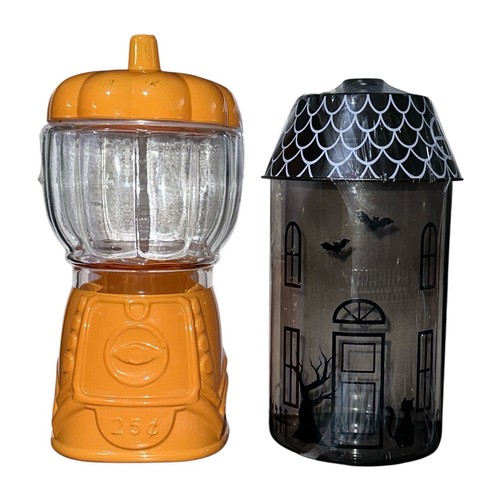 Halloween Pumpkin Gumball Candy Jar & Haunted House Decorative ...