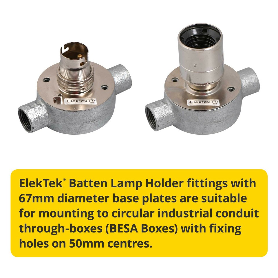 ElekTek E27 Batten Base Edison ES Light Lamp Bulb Holder BESA Conduit ...