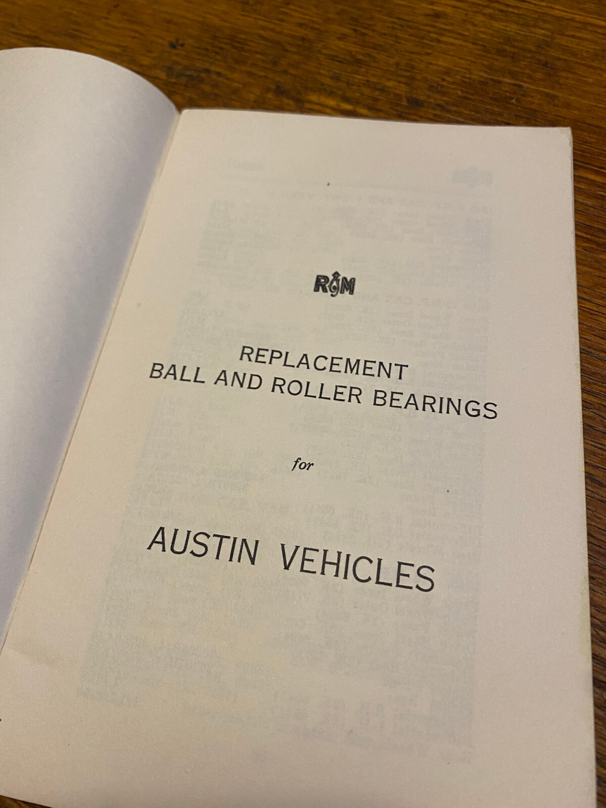 R&M Replacement Ball and Roller Bearings Book Austin M.G Morris Riley ...