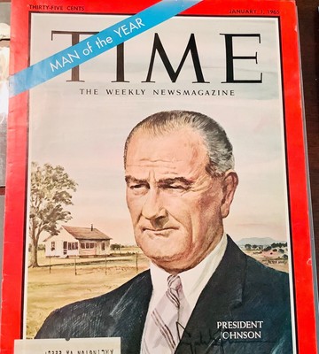 Lyndon B. Johnson autograph signed President Time magazine cover Good ...