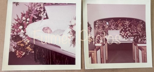 2 Rare Post Mortem Old Woman Lady Funeral Coffin 1970s Color Photos ...
