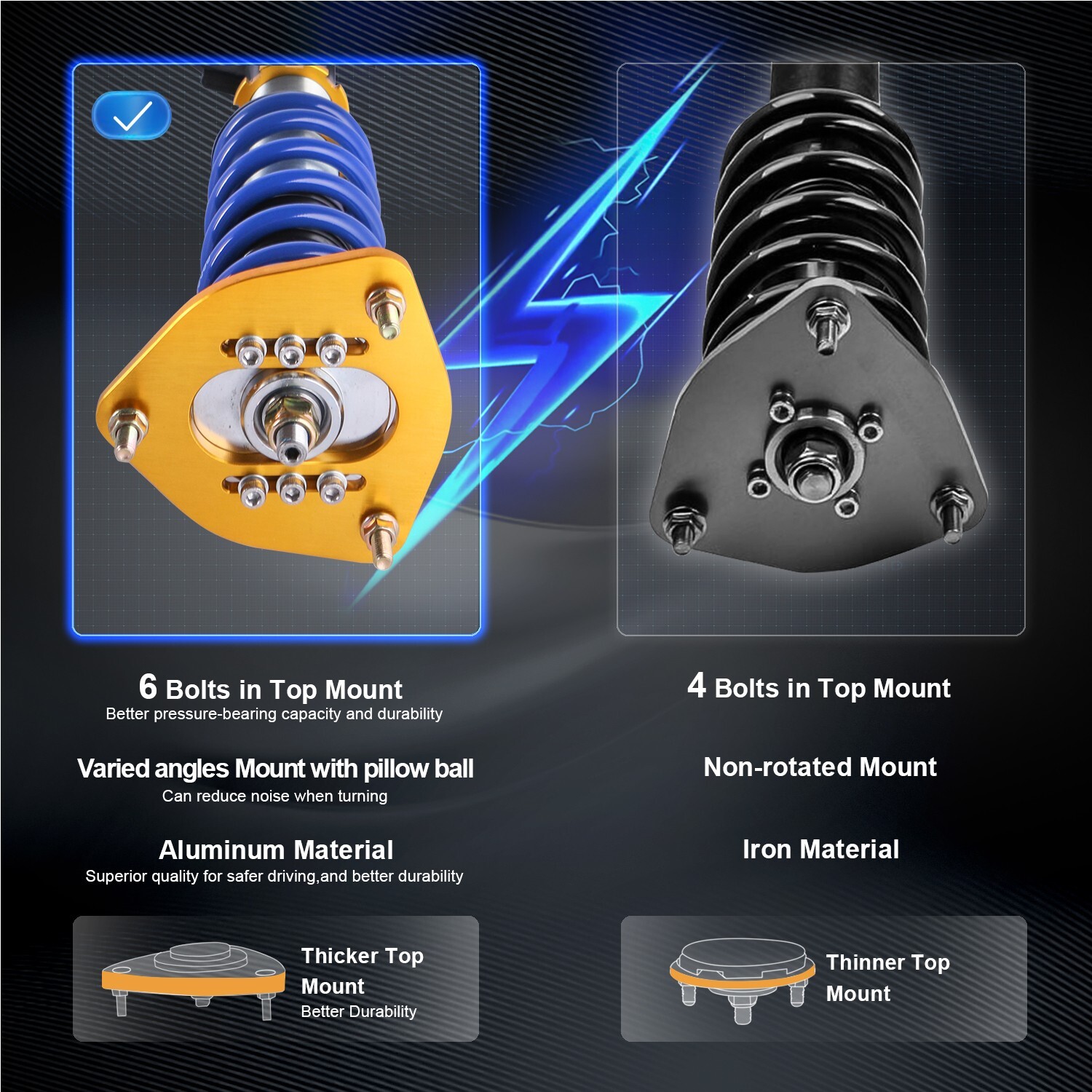 Set(4) Coilovers Shock Struts Assembly For Subaru Impreza WRX STI Saab ...