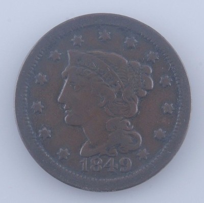 1849 Large Cent 1C, Fine Condition, Brown Color, Strong Detail for ...