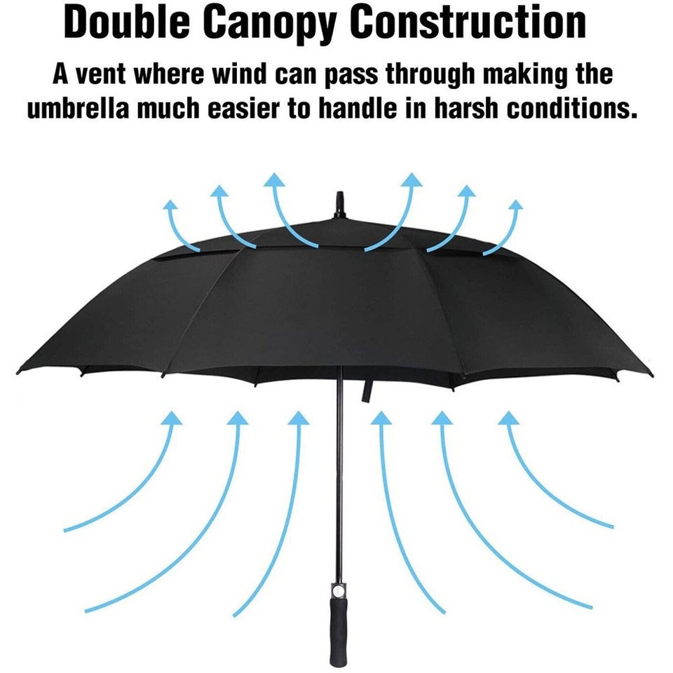 68 Inch Large Golf Umbrella Windproof Double Canopy Vented Automatic ...