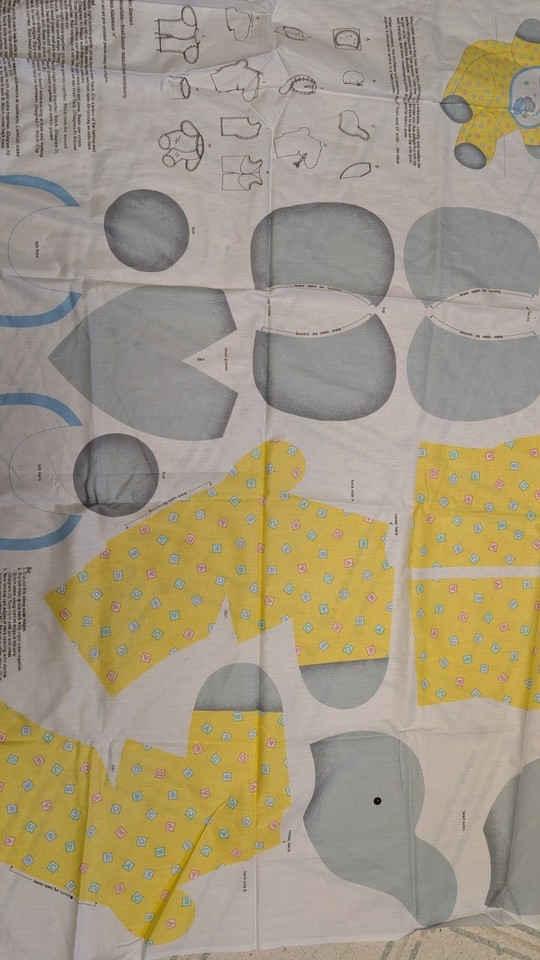 Vintage Cotton Fabric Panel-CRANSTON VIP-cut & sew-Stuffed Baby ...