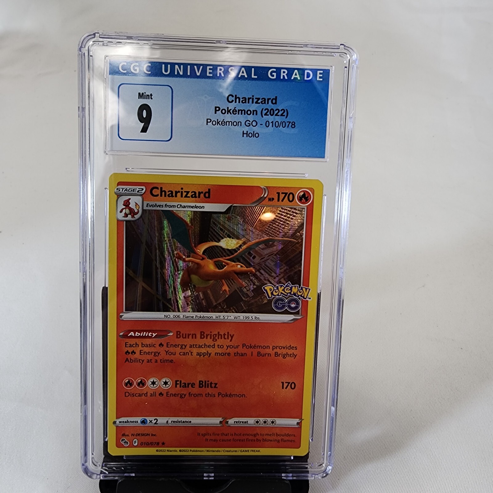 Charizard Pokemon GO 2022 010/078 Holo Graded Slab CGC Mint 9 Card | eBay
