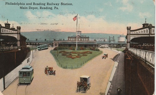 C1910s Philadelphia and Reading RR Station, Main Depot, Reading Pa ...