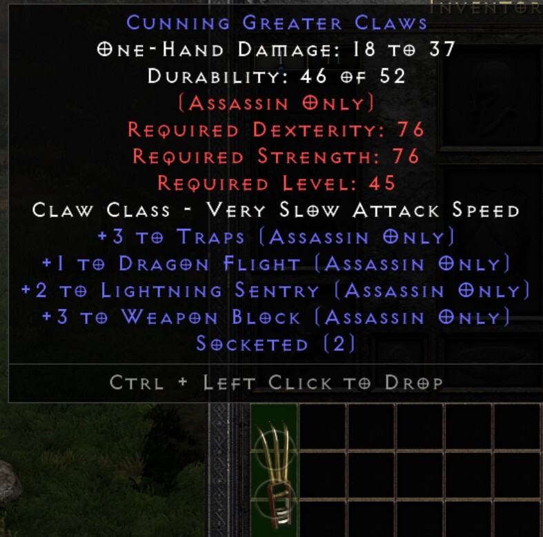 D2r magic claws cunning greater claws 3traps 1dragon 2ls 3wb 2s--non ...