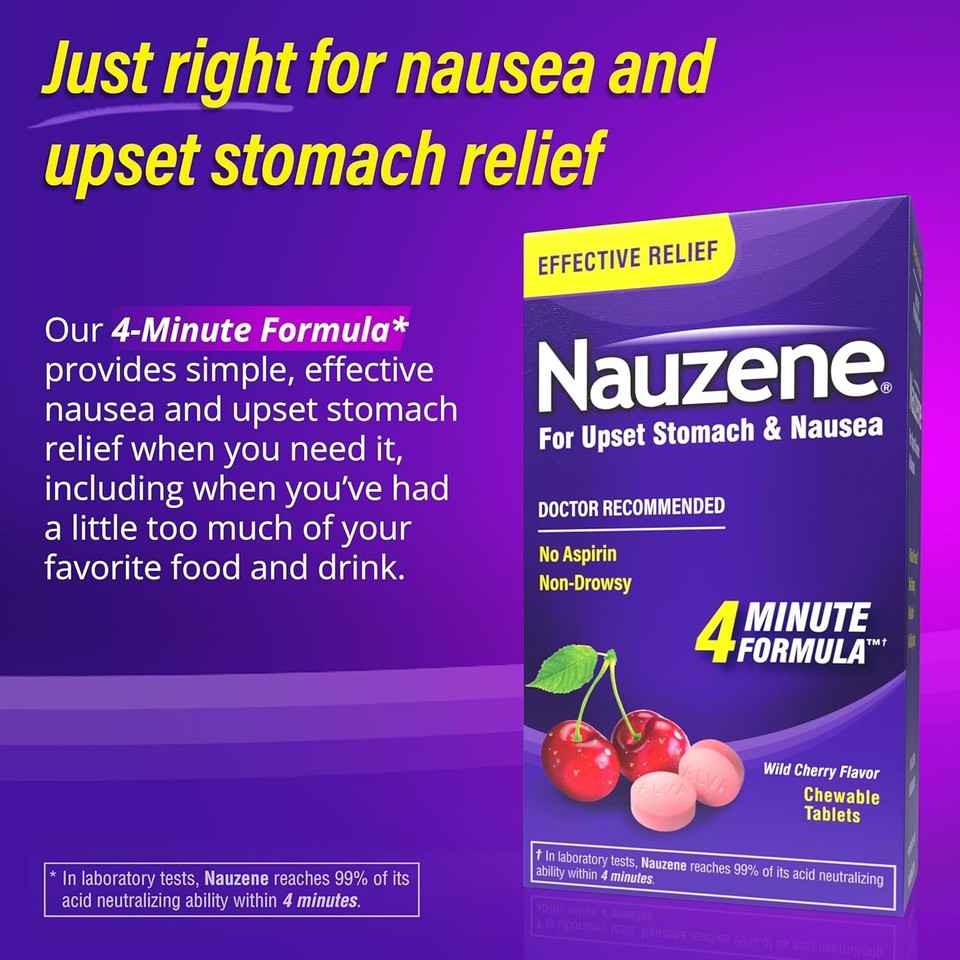 Nauzene Nausea Relief Chewable Tablets Wild Cherry Flavor, 42 Ct | eBay