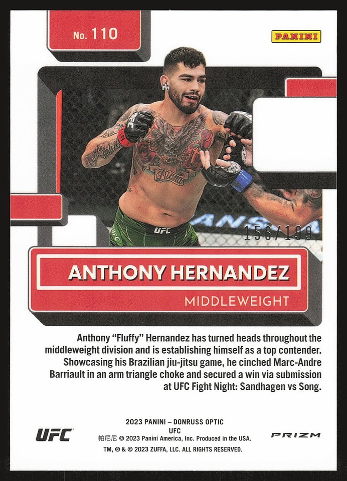 2023 Donruss Optic UFC #110 Anthony Hernandez Red /199,RC | eBay
