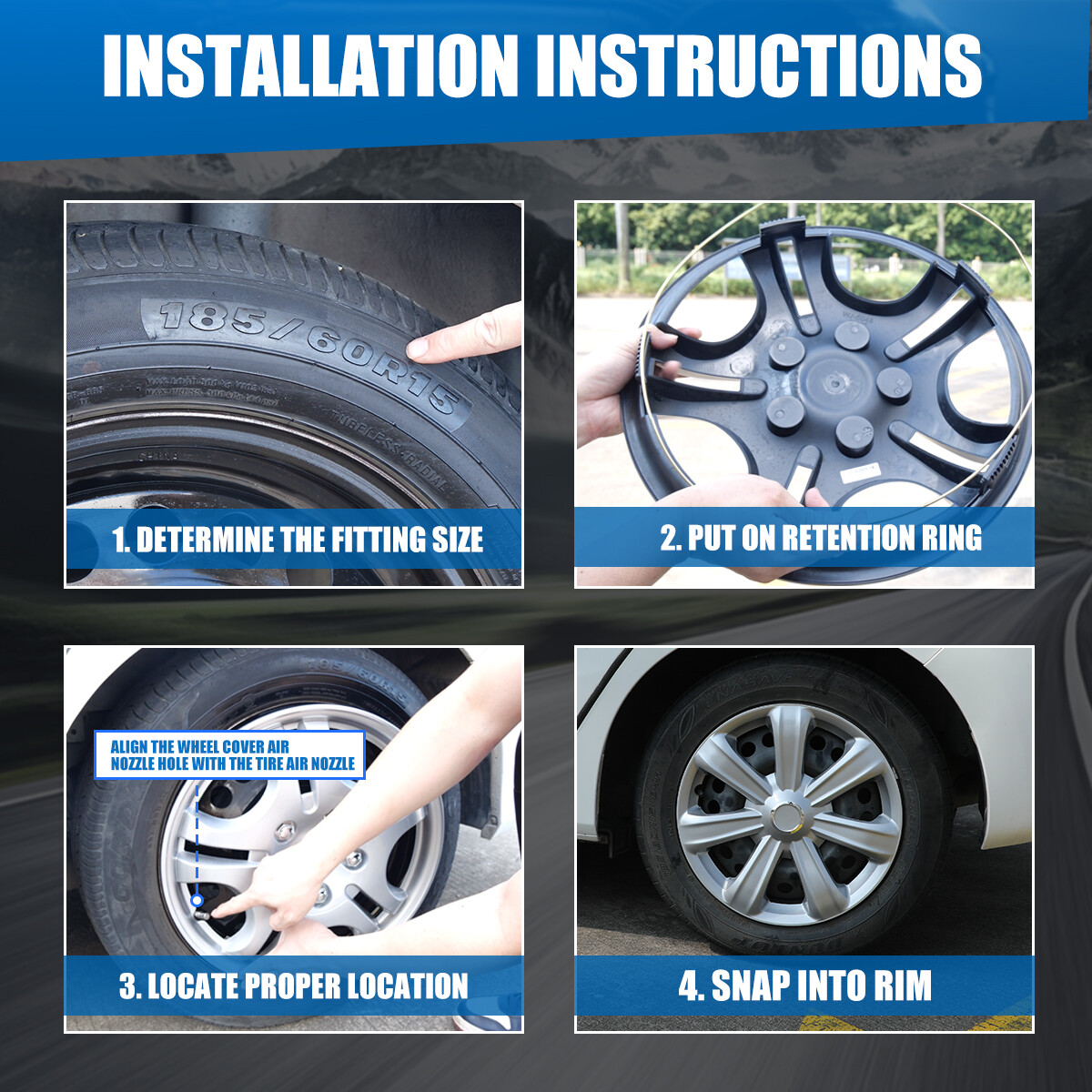 14"set of 4 fit R14 Rim Lacquer Wheel Covers Snap On Full Hub Caps Tire ...