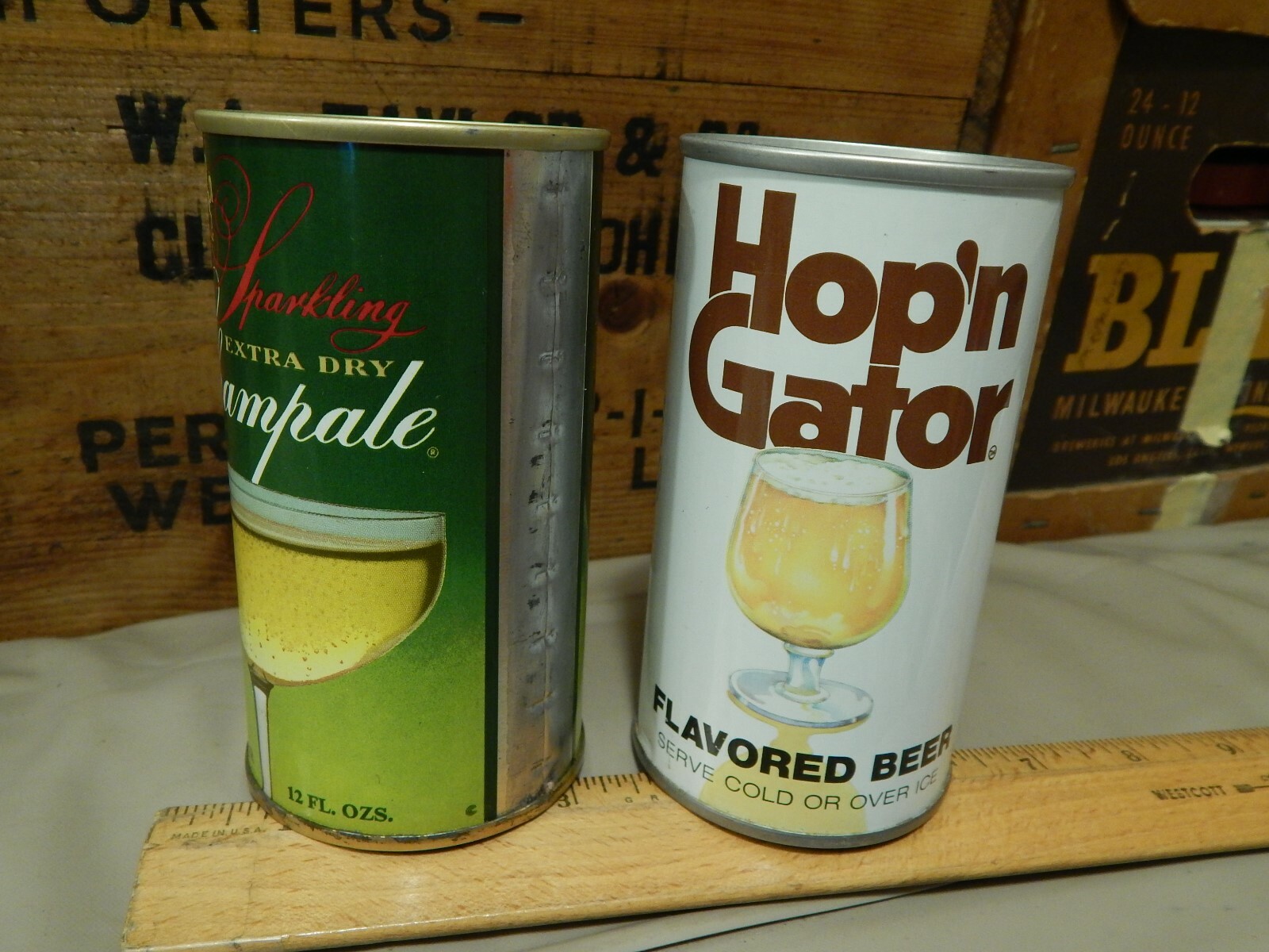 '70s Pull Tab Beer Cans {LOT of 2} Champale + Hop 'n Gator (12oz) Vtg ...